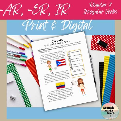 Spanish -AR, -ER, -IR Verb Conjugation Regular/Irregular | TPT