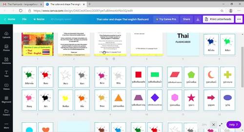 Thai flashcards colors and shapes by Language Forum | TPT