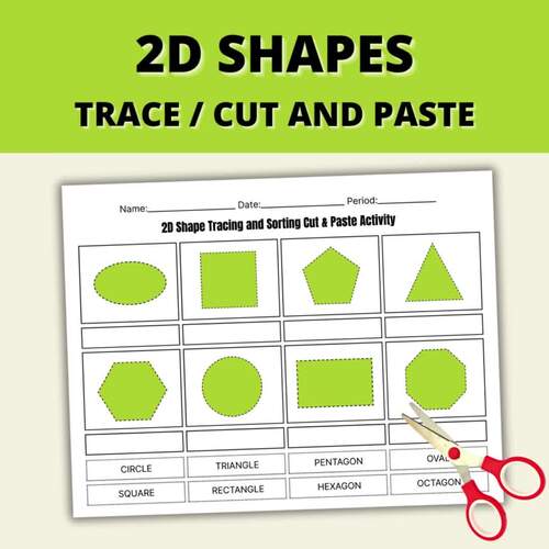 2D Shape Sorting Cut And Paste, 2D Tracing Worksheets, Fine Motor Task ...