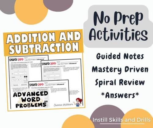 Addition and Subtraction Advance Bar Model Word Problems Worksheets ...