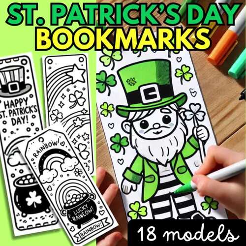 St. Patrick's Day Bookmarks to Color – 18 Fun Designs for Kids | TPT