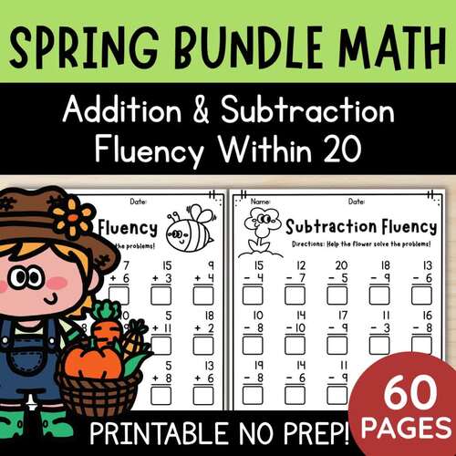 1st & 2nd Grade Spring Math Bundle: Addition & Subtraction Fluency ...
