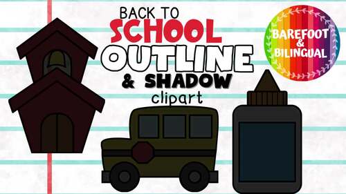 Back to School Outline & Shadow Clipart | Images for Crafts and Activities