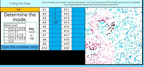 The Mode 6th Grade Math Pixel Art Measures of Central Tendency Activity