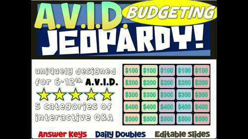 AVID Jeopardy Game "SUBJECTS IN SCHOOL" - handouts, reading ...