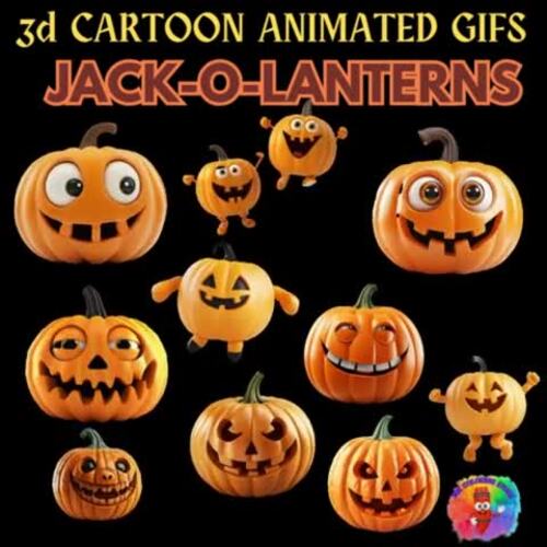 3d Cartoon JACK-O-LANTERNS for Halloween - Animated GIFs by The ...