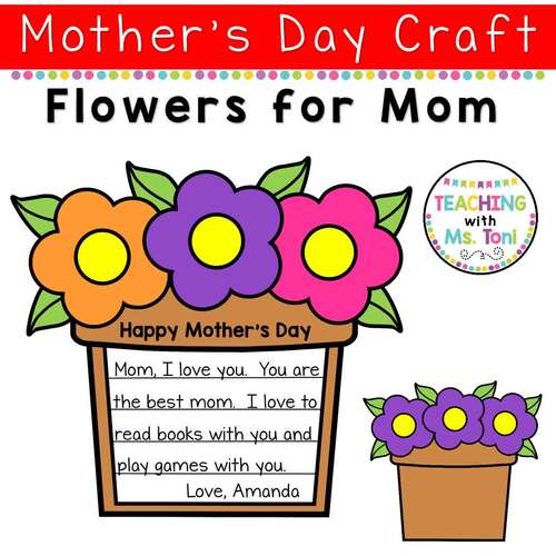 Mother's Day Craft and Writing Activity Easy 5 Petal Flower Craft