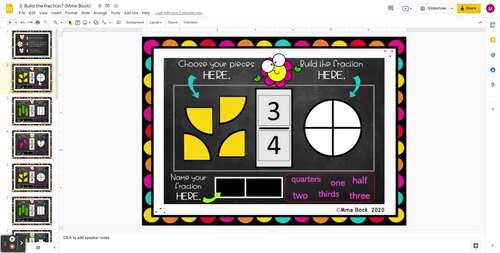 Fractions 3: Build the fraction. Google Slides™ by GroovyGarden | TPT