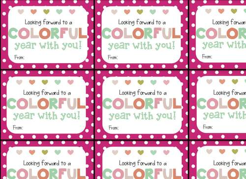 Colorful Beginning of Year (BOY) Gift Tag for Skittles, M&M's, Multi ...