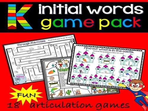 Articulation games for speech therapy k initial words by The Speechie ...
