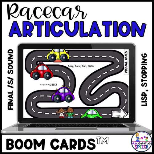 Racecar Speech Therapy Articulation Boom Cards S Sound (Cycles, Lisp ...