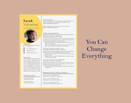 Creative resume template with photo, word pages, CV template, Modern CV