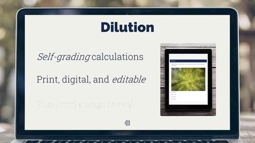 Dilution Calculations Chemistry Print, Digital, and Editable - Pixelated