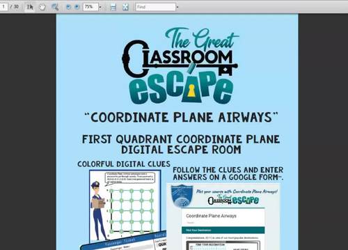 Coordinate Plane Digital Escape Room 5th Grade Math Geometry Standards