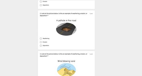 Weathering, Erosion, Deposition Test with Google Forms™ by Love Learning