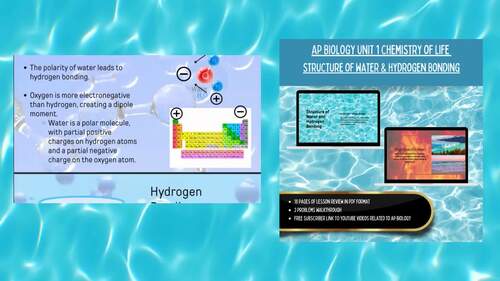 AP Biology Guide Unit 1 Chemistry of Life Structure of Water & Hydrogen ...