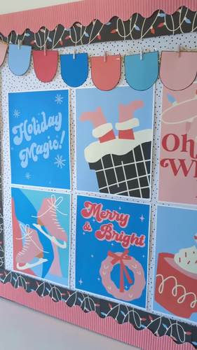 Retro Christmas Posters and Bulletin Board Display - Winter Classroom Decor