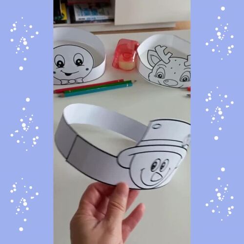 Christmas paper crowns, Gingerbread headband, Reindeer hat, Snowman ...