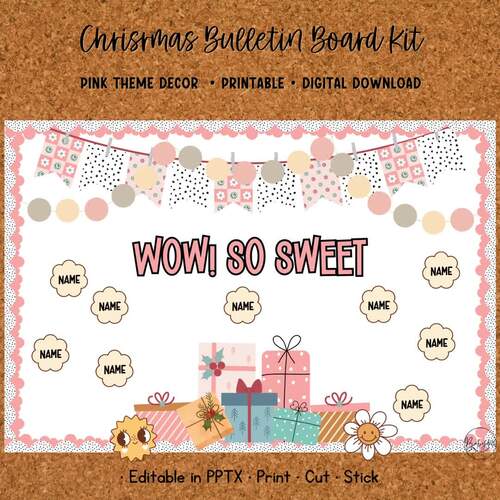 Christmas Bulletin Board Kit: Pink Sweet Theme | Holiday Classroom Decor