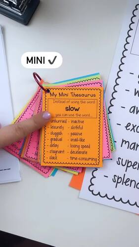 Thesaurus Synonym Vocabulary Anchor Charts for Descriptive Sentence Writing