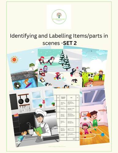Scenes-identify and label-set 2 (ABLLS-R suitable for some tasks C,G,H,R,J)