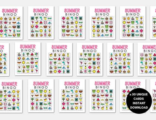 50 Summer Bingo Cards by Aprilmakesprintable | TPT