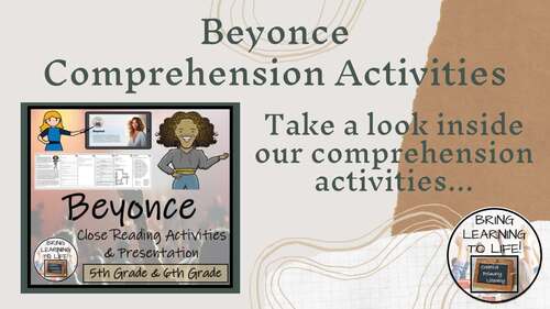 Beyonce Close Reading Passage & Comprehension Activities | 5th–6th Grade