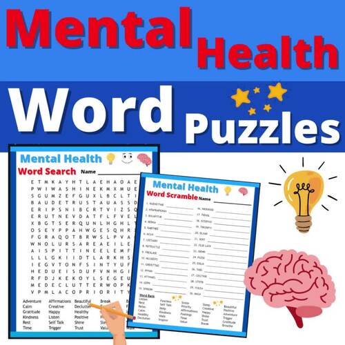 Mental Health Word Search Puzzles Wellness SEL Morning Work No Prep Friday
