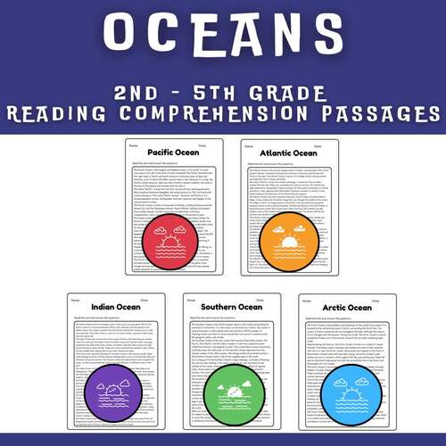 Oceans 2nd - 5th Grade Reading Comprehension Passages Worksheets Bundle