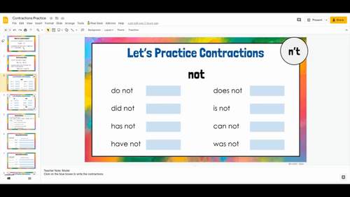 Contractions with Google Slides | Digital Grammar Lesson and Practice