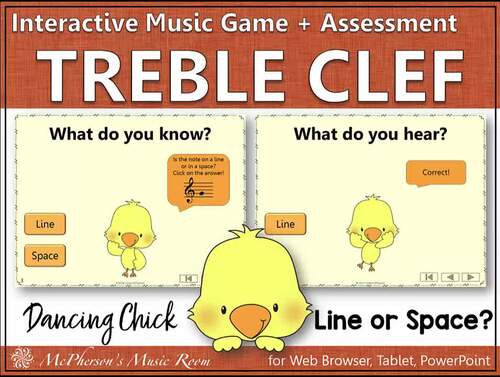 Treble Clef Elementary Music Game Activity & Assessment Line or Space ...