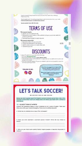 England Women's Soccer Team READING COMPREHENSION | Women in Sports ...