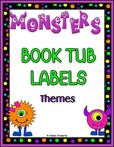 Monsters Book Tub Labels by Theme by Cindy's Treasures | TPT