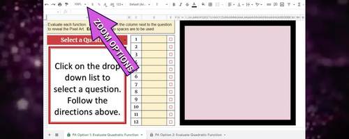 PIXEL ART: Evaluate Quadratic Functions using Function Notation | TPT