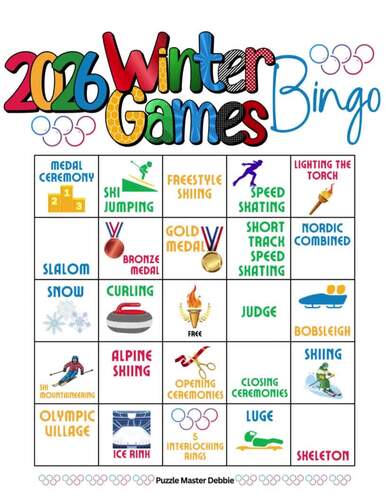 2026 Winter Sports Bingo,Milan International Bingo Cards,Winter games ...