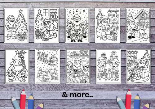 Santa and His Helpers Christmas Coloring Pages | 20 Festive Printable ...