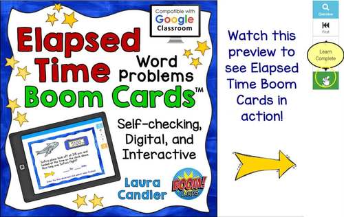 Elapsed Time Word Problems Boom Cards (Self-Grading with Audio) | TpT