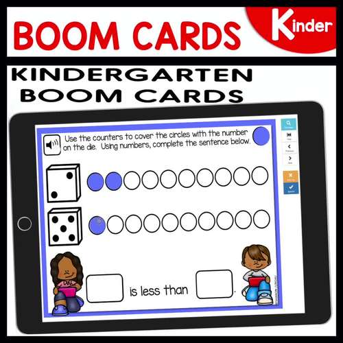 More or Less Kindergarten Math Boom Digital Task Cards Games Intervention