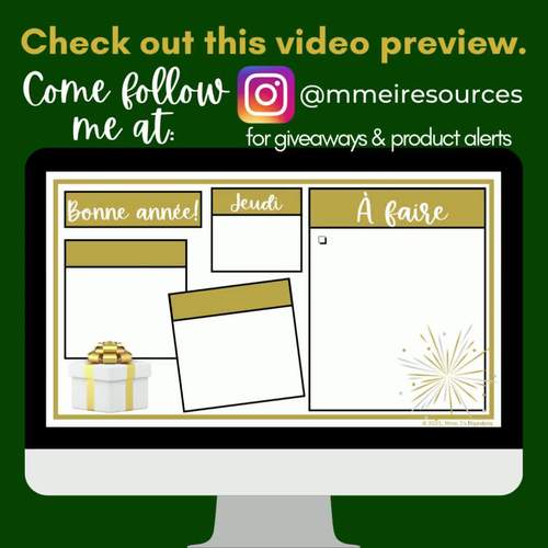 French Daily Slides | January | Winter, New Year's, Holidays | NO PREP