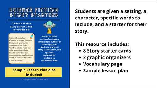 Science Fiction Story Starter Cards for Grades 6-8 | TpT