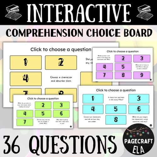 Elementary Comprehension Choice Board | Interactive Slideshow | 36 ...