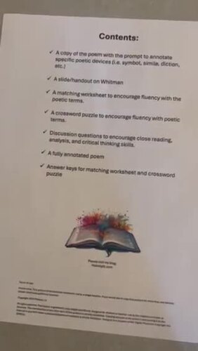Complete HS level ELA lesson on Whitman's "When I Heard the Learn'd ...