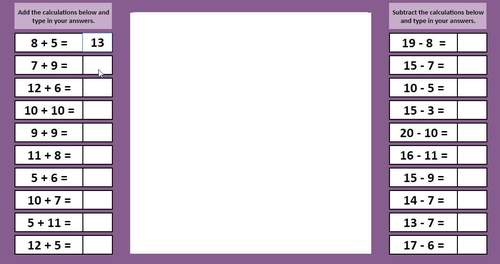 Digital Pixel Art NO PREP - Winter Deer Addition and Subtraction to 20