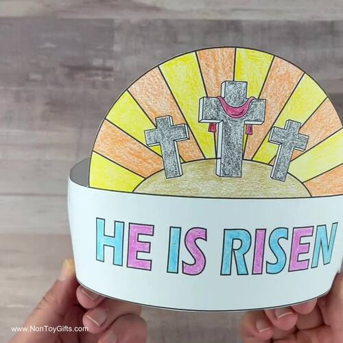 Easter Hat Crown - He Is Risen Headbands - Easter Religious Coloring Craft