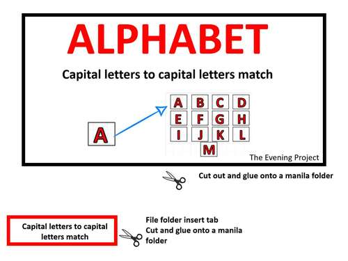 ALPHABET Capital letters to capital letters match file folder game for ...