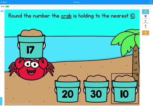 Rounding to the Nearest 10 | Summer Math Boom Cards by Teaching Autism