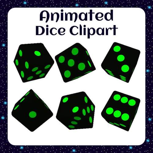 Digital Dice GIFs - Animated Clipart – Black with Green Dots | TPT