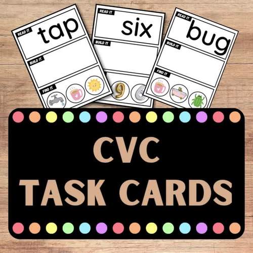 CVC Task Cards | Read it, Build it, Find it by Ms Wright's Resources