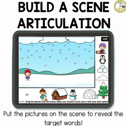Winter Articulation Build a Scene - Digital Boom Cards by Miss B SLP