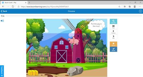 Prepositions: On The Farm 1-step spatial directions BOOM Cards | TPT